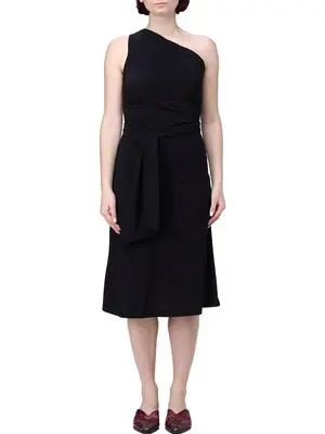 Malìparmi One-shoulder A-line Jersey Midi Dress With Tie Belt - Black