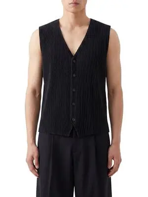 Issey Miyake Homme Plissé Tailored Pleated Vest - Black