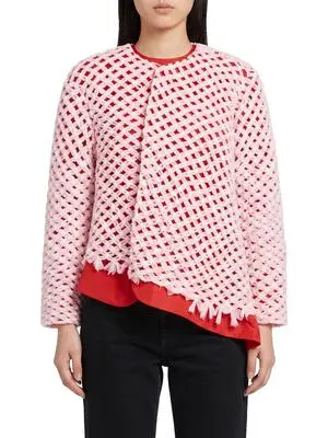 Comme Des Garçons Embroidered Check Tulle Double-breasted Blazer - Multicolor