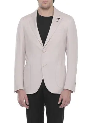LARDINI Single-breasted Blazer In Virgin Wool And Silk - Pink