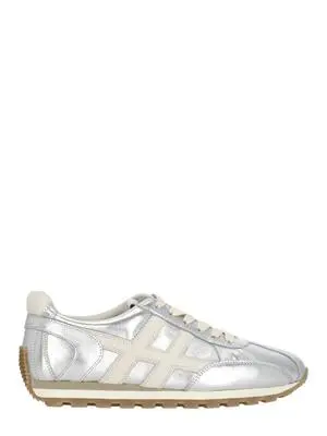 Hogan H701 Laminated Leather Sneakers - Silver
