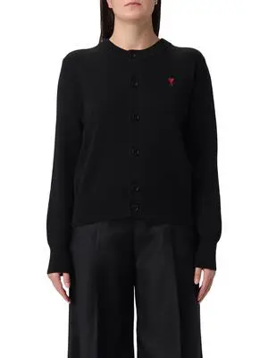 AMI Paris AMI PARIS Black Cardigan With Embroidered Ami De Coeur Motif Black
