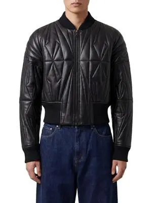 Rick Owens Moncler X Quilted Calfskin Cropped Bomber Jacket - Black
