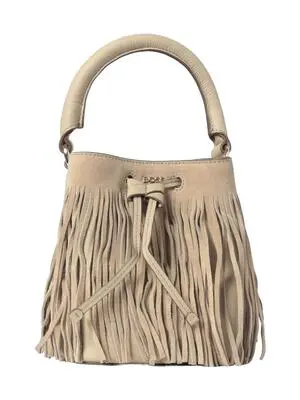 BOSS Lenah Fringed Suede Bucket Bag - Beige