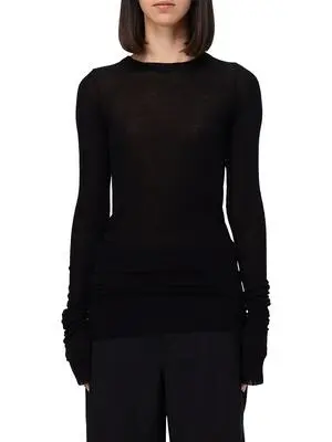Rick Owens Viscose And Silk Slim Fit Long-sleeved Top - Black