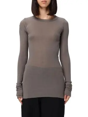 Rick Owens Viscose And Silk Slim Fit Long-sleeved Top - Dust