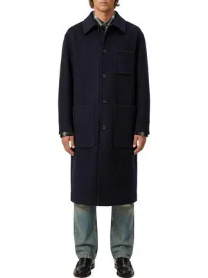 Loewe Single-breasted Wool And Cashmere Coat - Navy