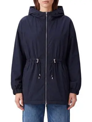MOORER Galilea-stp Short Technical Fabric Hooded Windbreaker Jacket - Blue