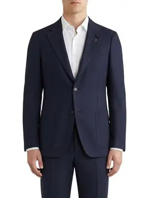 LARDINI Single-breasted Wool Blazer - Blue