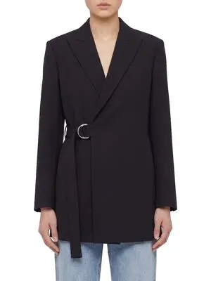 Loewe Belted Wool Blazer - Black