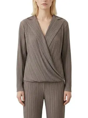 Giorgio Armani Pleated Wrap Blouse - Brown