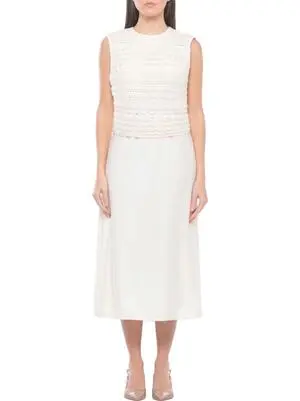 Fabiana Filippi Viscose Midi Dress With Crochet Bodice - Ivory