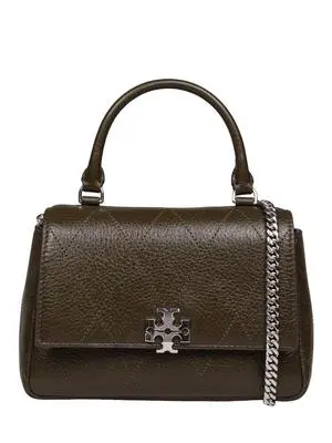 Tory Burch Tory Burch Charlie Mini Bag In Matelassé Leather With Chain Strap Green