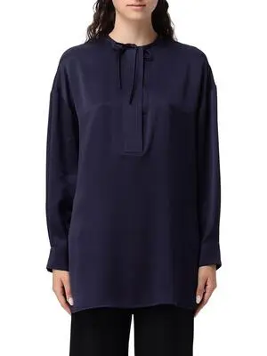 Giorgio Armani Silk Shirt With Pussybow Collar - Blue