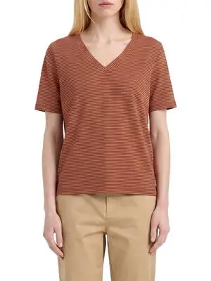Momoni Momonì Striped V-Neck T-Shirt Rust