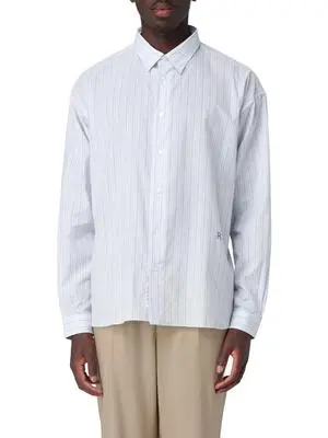 RANRA Striped Cotton Shirt With French Collar And Patch Pocket - Grey