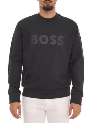 BOSS Crew Neck Sweatshirt With Logo - Blue