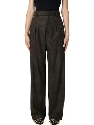 Isabel Marant Étoile Wide Leg Pin Striped Trousers - Bronze