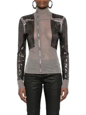 Rick Owens Gary Sequined Stretch Fabric Jacket - Grey