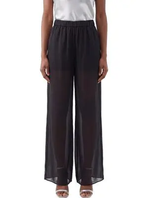 Andamane High-waisted Wide-leg Palazzo Pants In Crêpe - Black