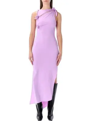 Coperni Rose Embellished Asymmetrical Midi Dress - Violet
