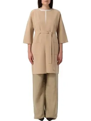 KANGRA Viscose Blend Cardigan With Belt - Beige