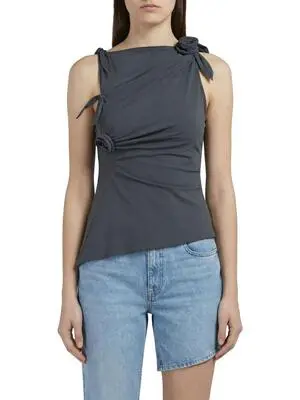 Coperni Draped Rose Detail Top - Grey