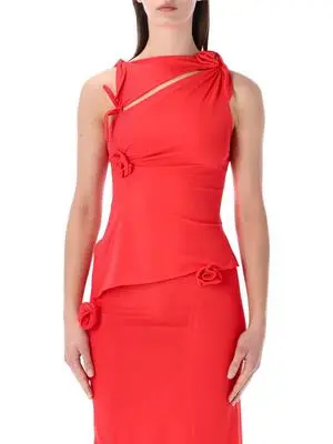 Coperni Draped Rose Detail Top - Red