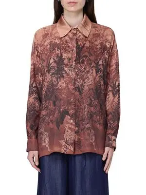 Liu Jo Satin Shirt With Abstract Print - Leather