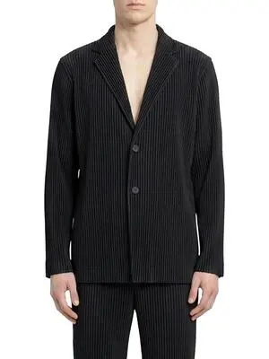 Issey Miyake Homme Plissé Pleated Crêpe Blazer - Black