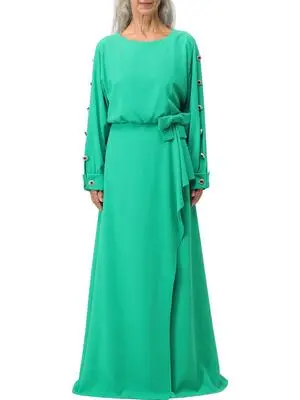 EDWARD ACHOUR PARIS Embellished Long Sleeve Maxi Dress - Green
