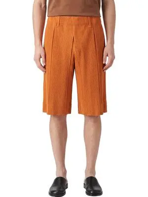 Issey Miyake Homme Plissé Knee-length Pleated Crêpe Chino Shorts - Orange