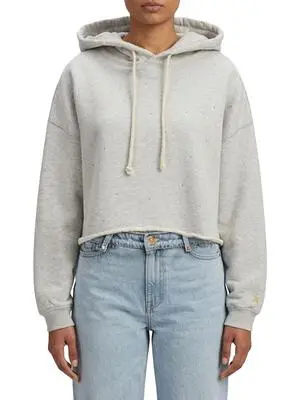 GOLDEN GOOSE Cropped Cotton Hoodie With Drop Shoulder - Grey