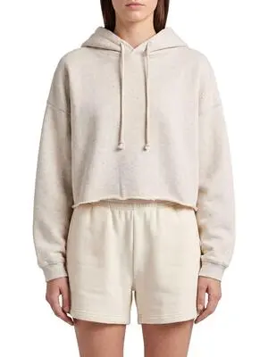 GOLDEN GOOSE Cropped Hoodie With Drawstring Detail - Grey