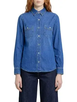 7 For All Mankind Studded Denim Shirt - Blue