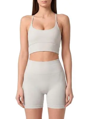 PLEIN SPORT Cropped Sports Bralette Top With Criss-cross Straps - Grey