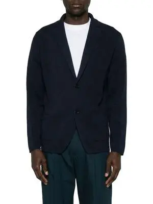 LARDINI Linen Single-breasted Blazer - Blue 1