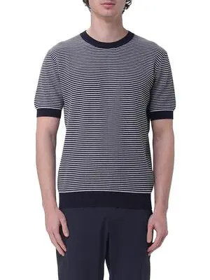 KANGRA Striped Cotton Crew Neck Knitwear - Blue