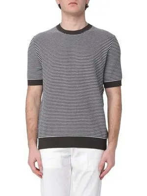 KANGRA Striped Cotton Crew Neck Knitwear - Coffee