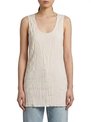 TOTEME Slim Fit U-neck Sleeveless Top With Crinkled Effect - Orange