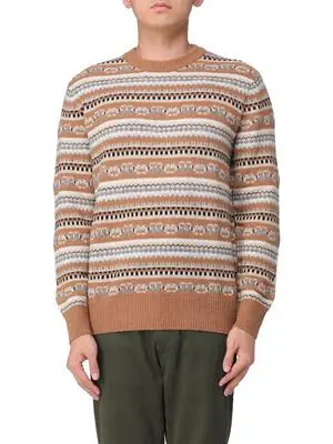 BALLANTYNE Patterned Crew Neck Jumper - Camel