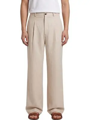 Giorgio Armani Wide Leg Linen Blend Trousers - Grey