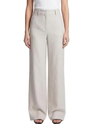 Giorgio Armani Wide Leg Linen Trousers - Grey