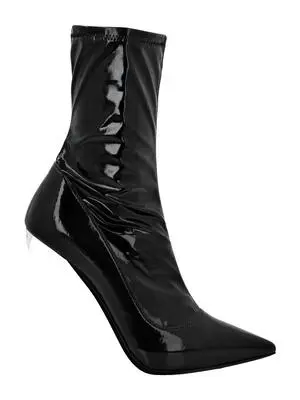 Philipp Plein Patent-effect Stretch Ankle Boots With High Sculptural Heel - Black