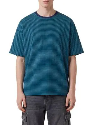 Howlin' Striped Relaxed Fit T-shirt In Cotton With Crew Neck - Green