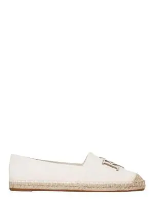 Ralph Lauren Cameryn Monogram Canvas Round Toe Espadrilles - White