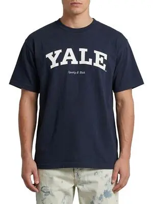 SPORTY & RICH Yale Classic Cotton T-shirt - Navy