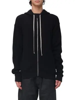 Rick Owens Hooded Cardigan In Virgin Wool - Black