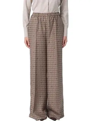 Max Mara Printed Silk Palazzo Trousers - Mud
