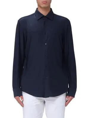 BOSS Slim Fit Long-sleeved Jersey Shirt With French Collar - Blue